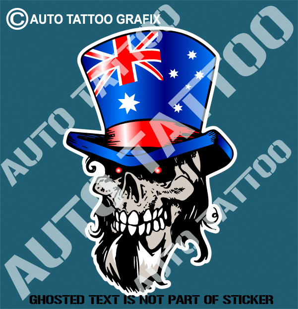 AUSTRALIA SKULL DECAL STICKER - Auto Tattoo Grafix