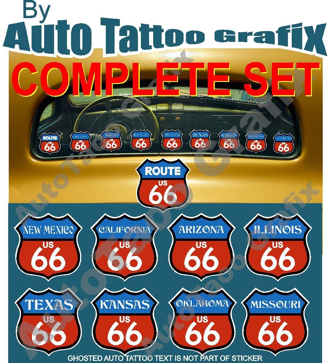 COMPLETE ROUTE 66 DECAL STICKER – Auto Tattoo Grafix