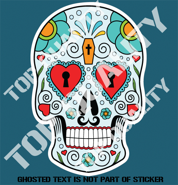 DAY OF DEAD SKULL STICKER DECAL - Auto Tattoo Grafix