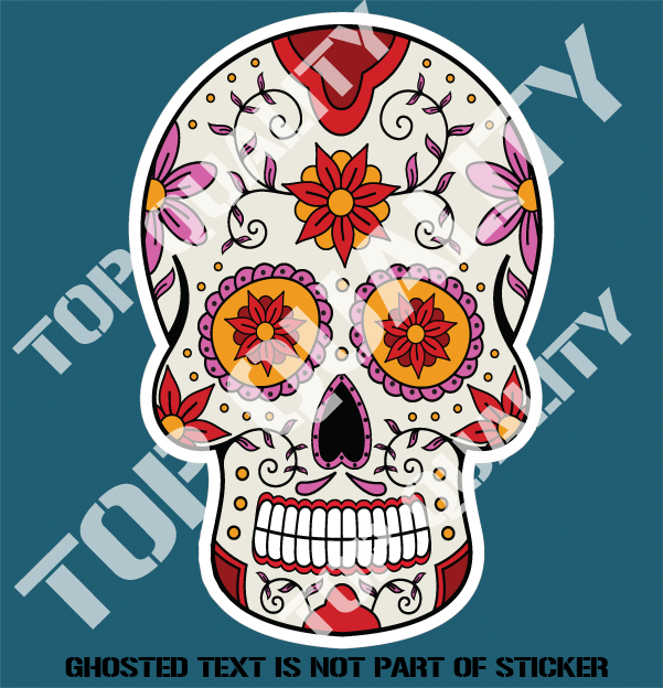 DAY OF DEAD SKULL STICKER DECAL - Auto Tattoo Grafix