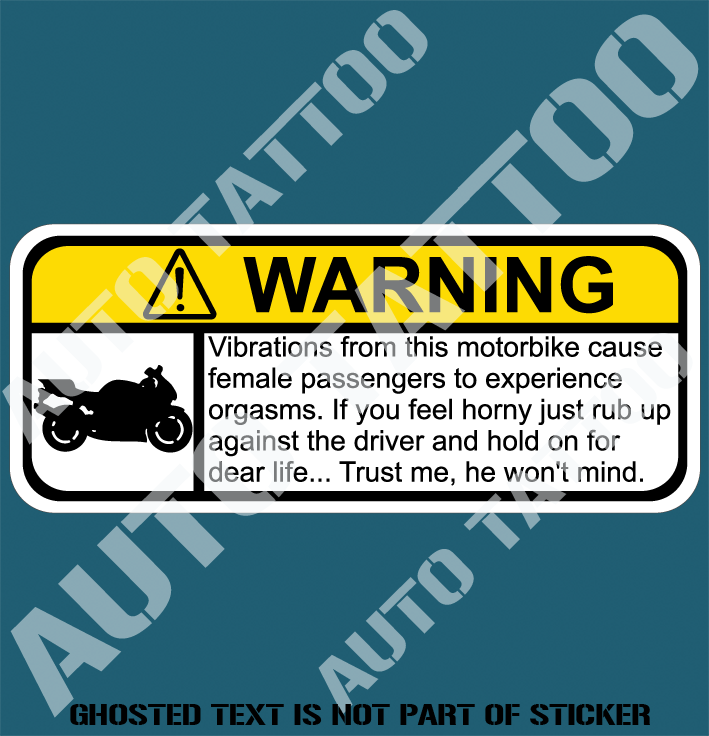 MOTORBIKE WARNING STICKER - Auto Tattoo Grafix