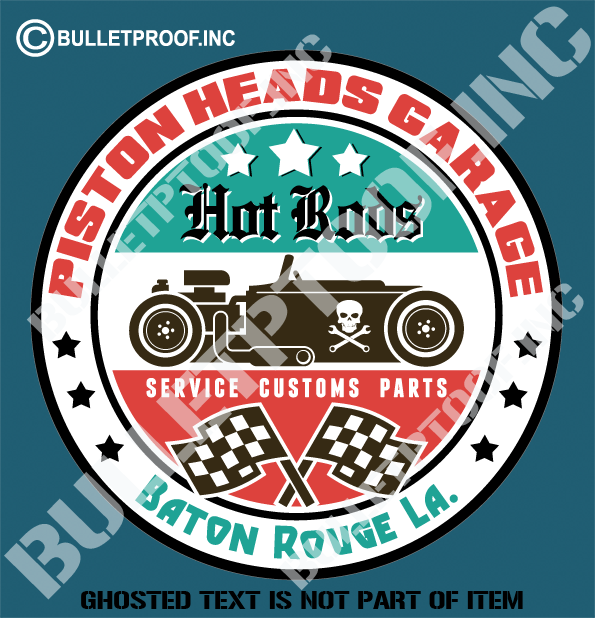PISTON HEADS GARAGE STICKER - Auto Tattoo Grafix