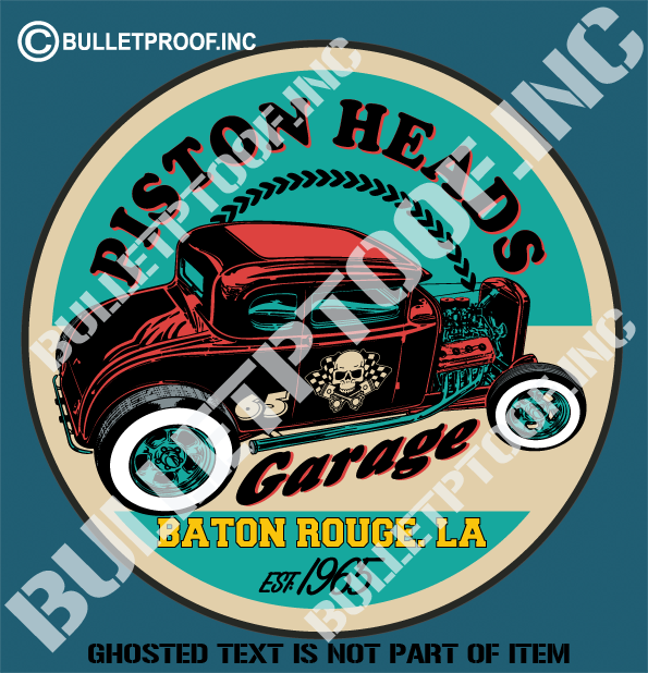 PISTON HEADS GARAGE STICKER - Auto Tattoo Grafix