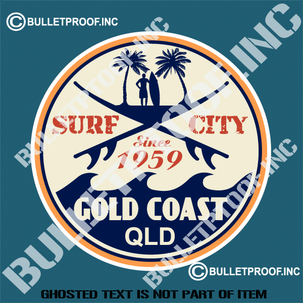 SURF CITY GOLD COAST STICKER - Auto Tattoo Grafix