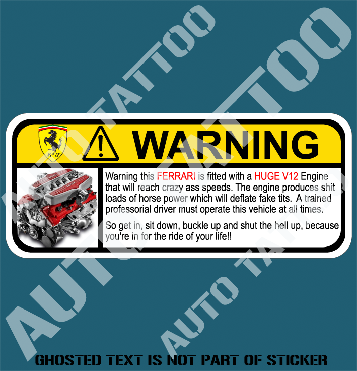 V12 FERRARI ENGINE STICKER - Auto Tattoo Grafix